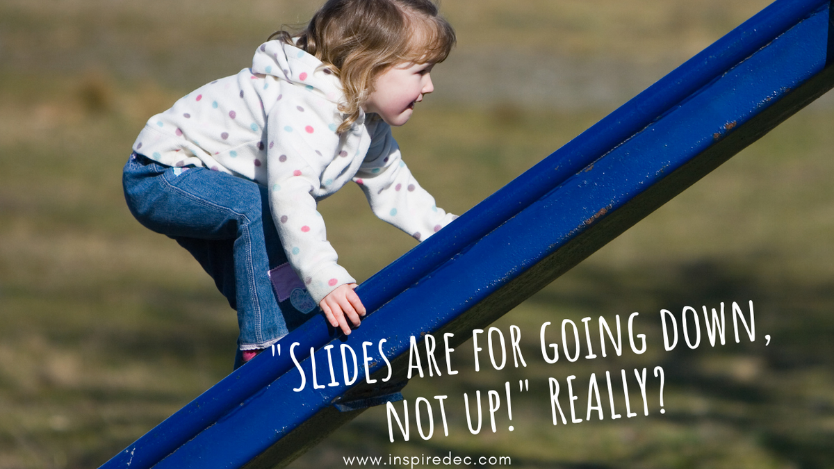 "Slides are for going down, not up!" REALLY? – Inspired EC