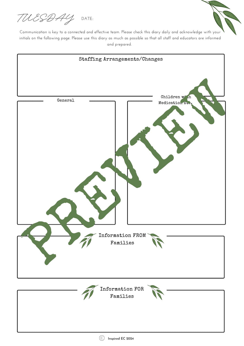 2025 Team Communication Diary (Digital) – Inspired EC